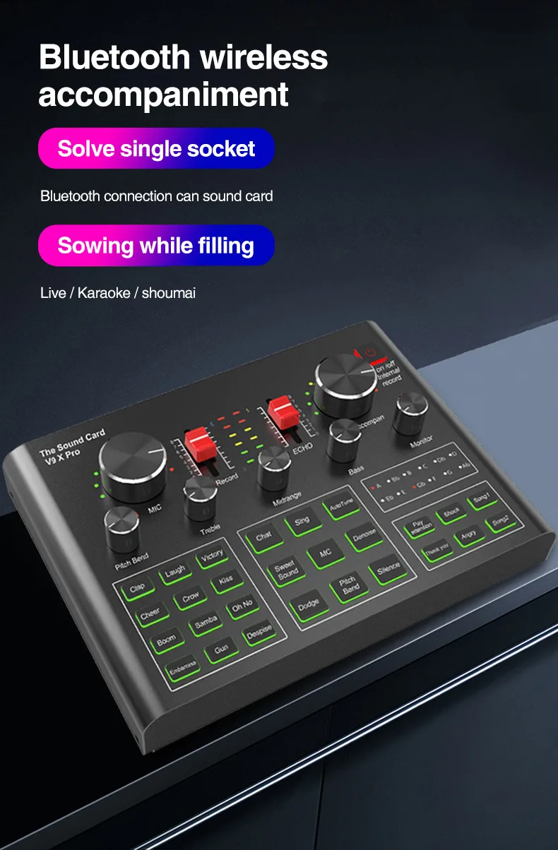 V9X PRO Live Streaming Sound Card - Voice Changer & Effector
