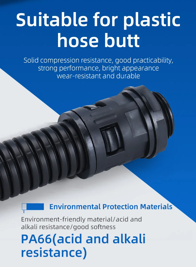 Hot Selling Ad21.2 M24*1.5 Bellows Straight Connector M Nylon 66 Corrugated Pipe Waterproof ...