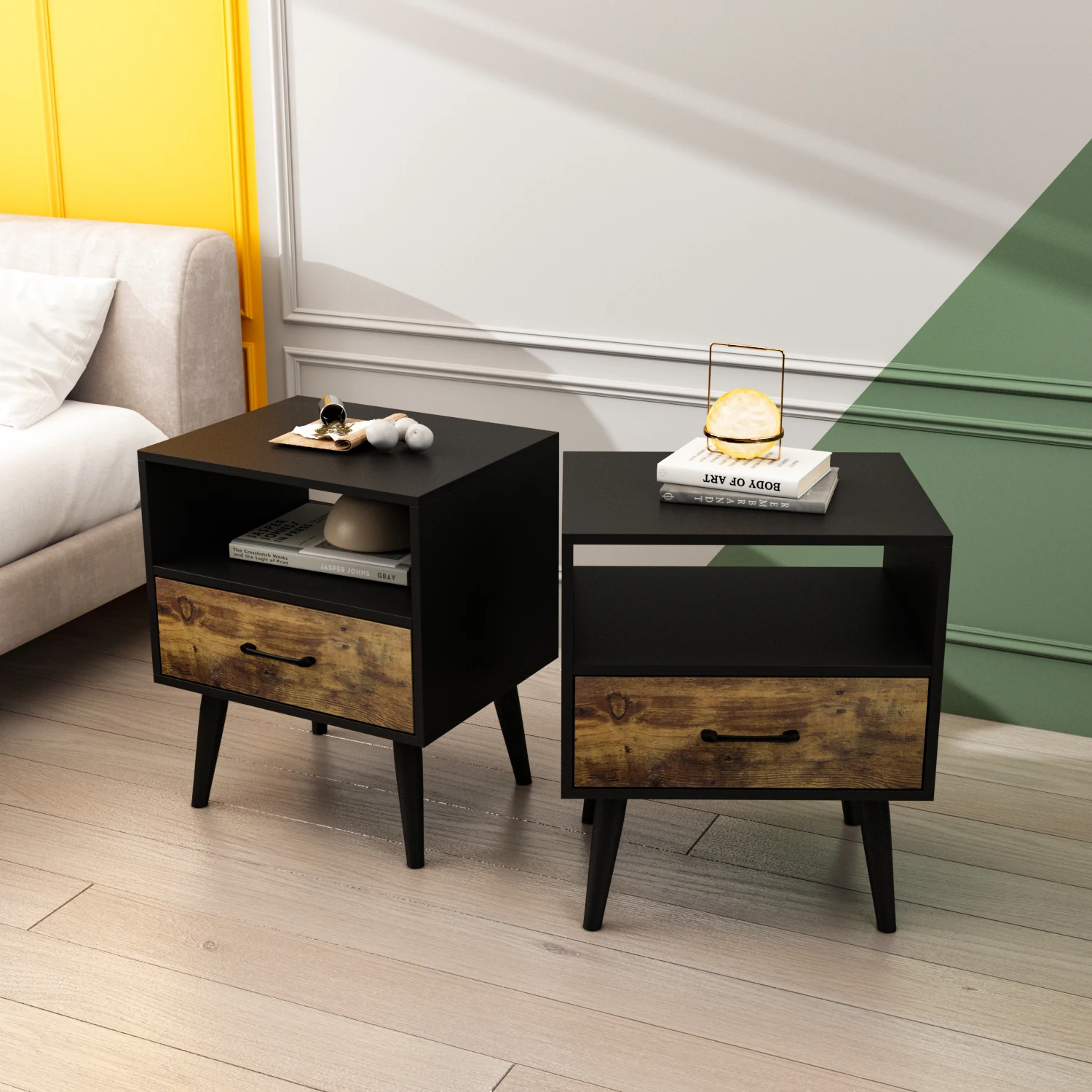Modern Style Bedroom Furniture Metal Frame Side Table Bedside Table ...