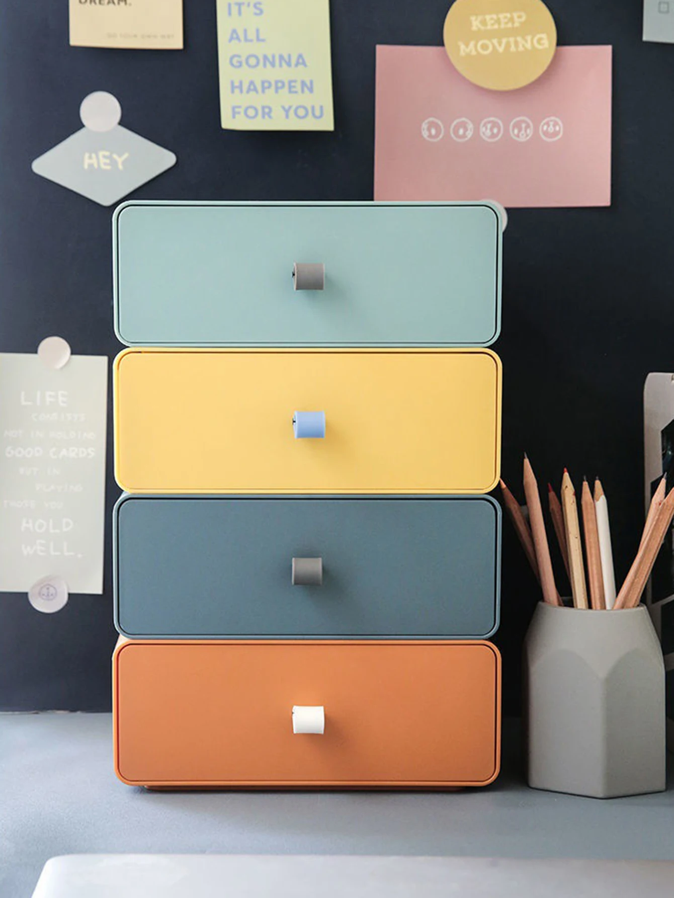 Portable Colorful Pull-out Desktop Storage Drawer With Handle Plastic ...