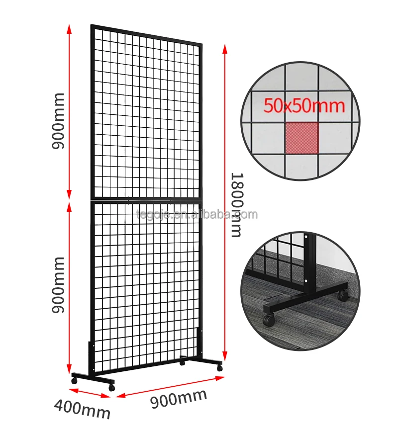 Gridwall Panel Display Stand Heavy Movable Floorstanding Grid Wall ...