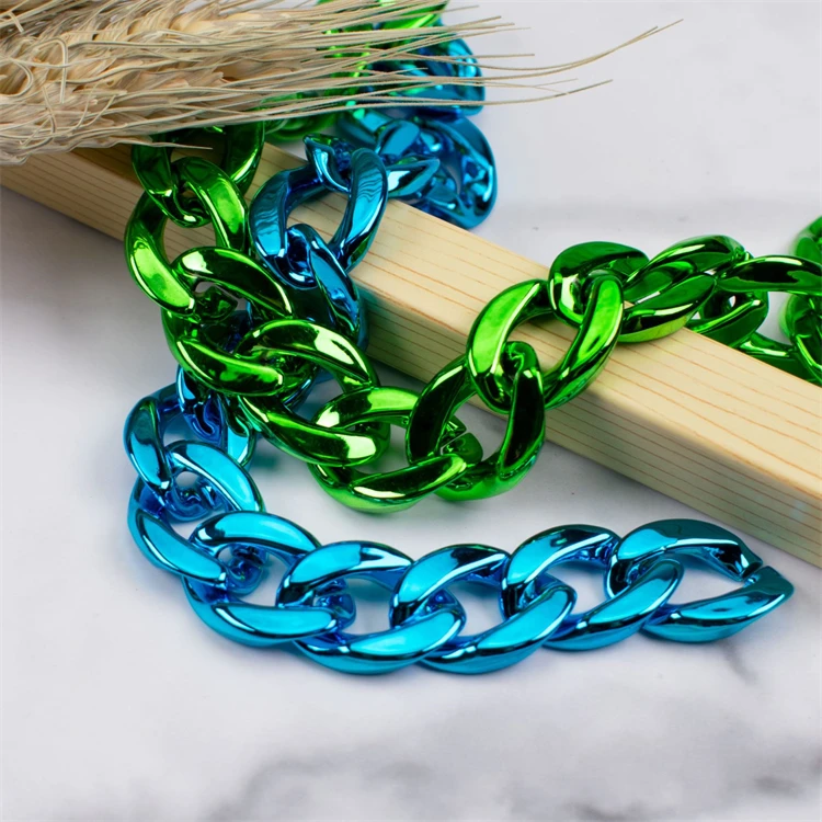 17*23mm Gold Silver Black Cuban Acrylic Metallic Chains Diy Jewelry Pet ...