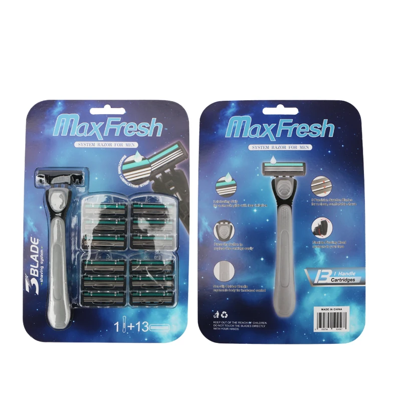 Premium Quality Plastic Rubber Men System Safety Razor 3 Blade System ...