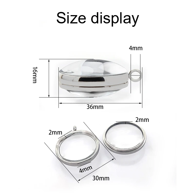 Curved Glass Memory Locket Pendant - Stainless Steel Jewelry