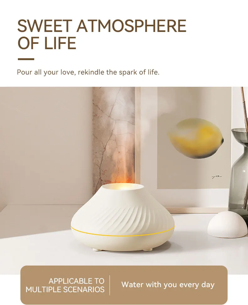 New Arrival 130ml Colorful Flame Humidifier Simulation Fire Difusor Essential Oil Diffuser Home ...