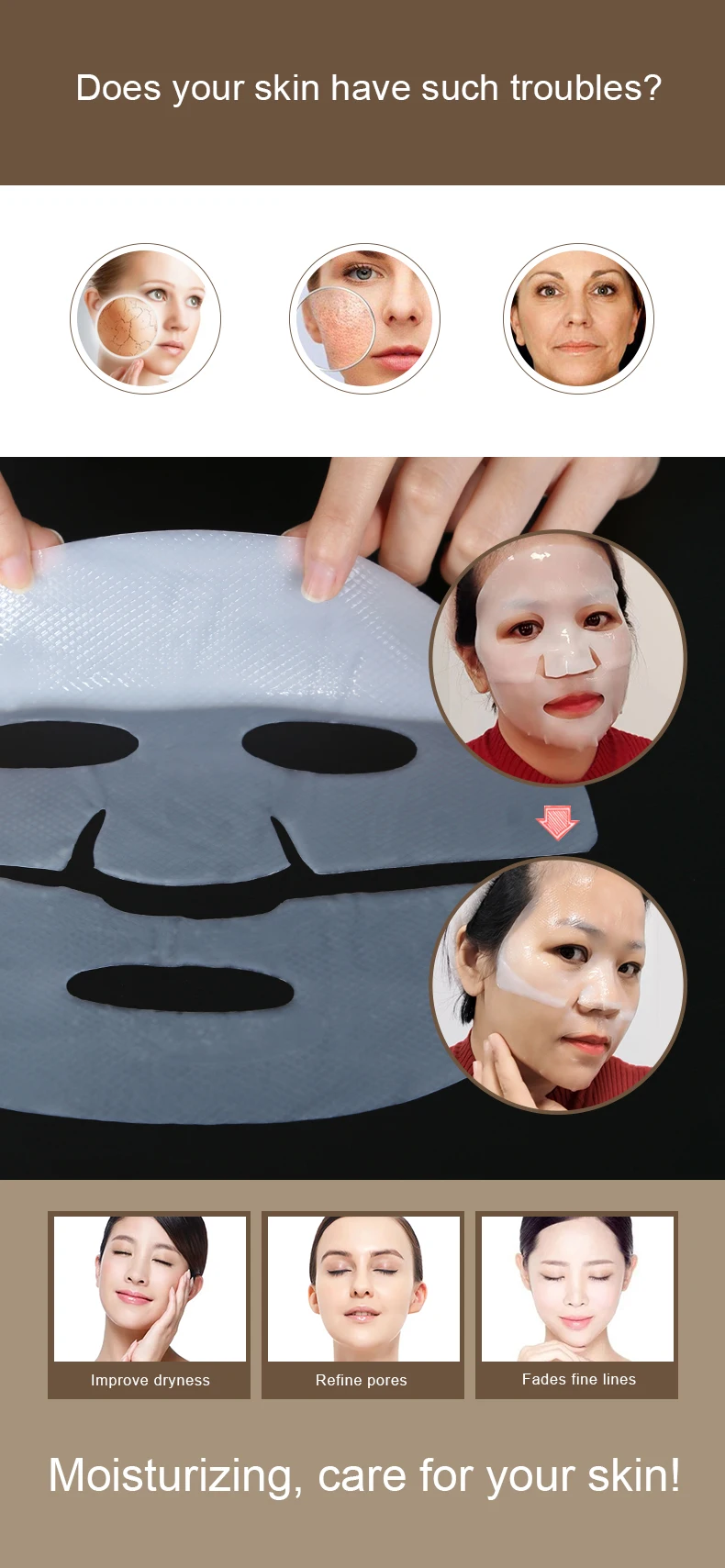Face Skin Care Water Soluble Collagen Absorbable Mask Moisturizing ...