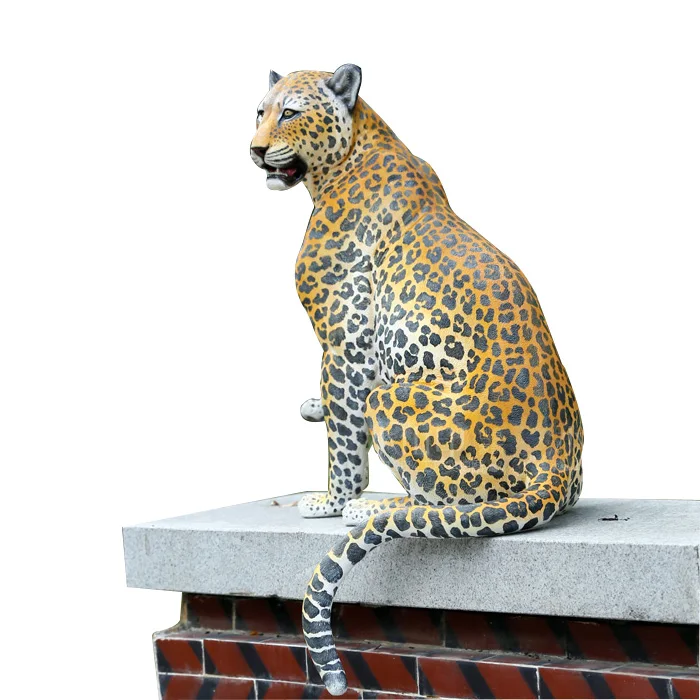 Realistic Life Size Resin Leopard Sculpture Fiberglass Garden Animal ...