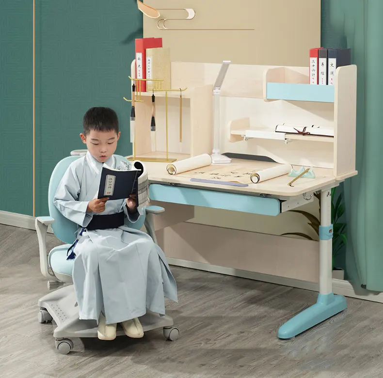 Height Adjustable Ergonomic Smart Study Table And Chair With Big ...