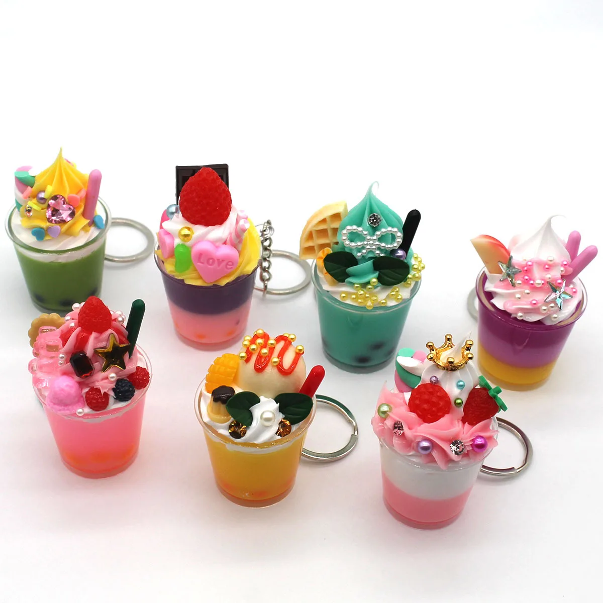 Cute Keychains 4 Different Types PVC Girly Key Chain with Cake Candy ...
