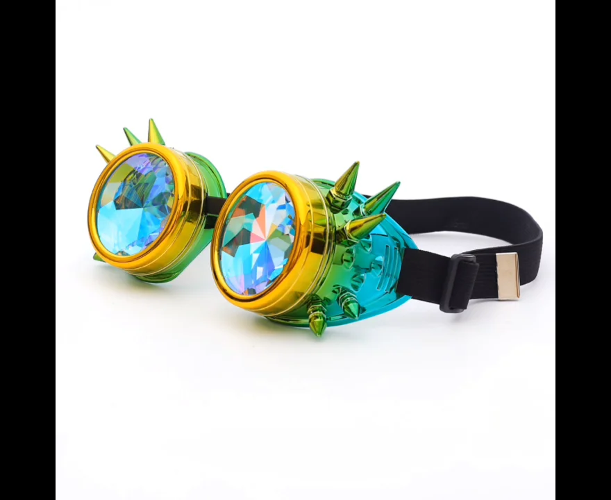 Hot Sale Spike Steampunk Goggles Kaleidoscope Glasses Colorful Frames ...