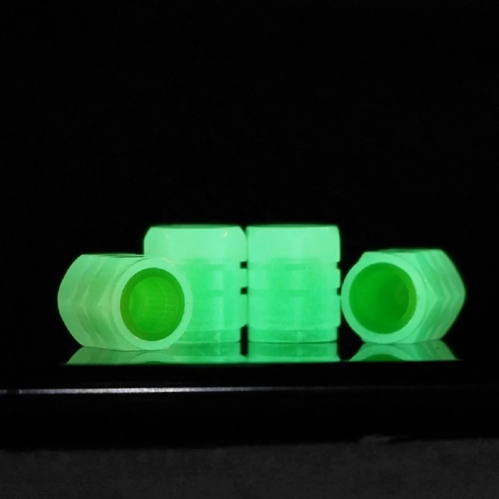 Fluorescence Effect Shiny Tire Valve Caps - Luminous Decorative Rim ...