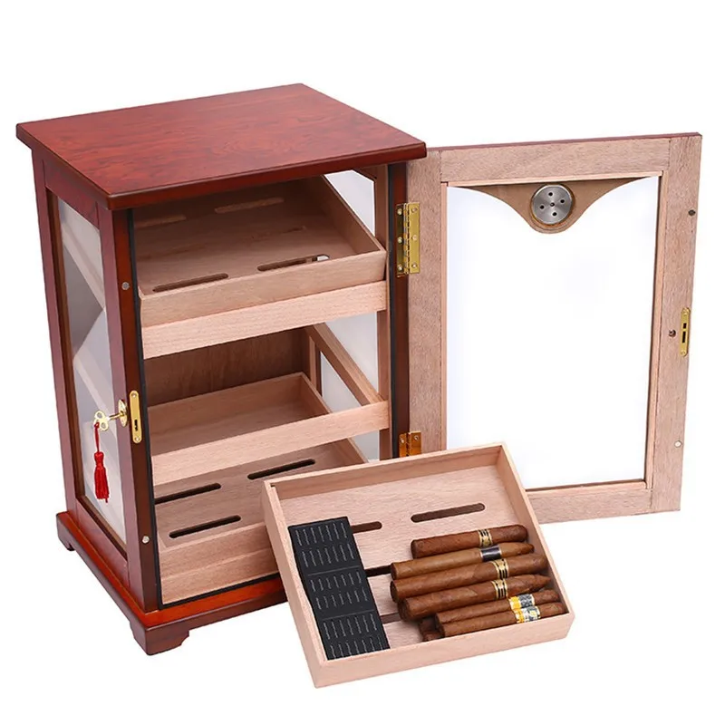 Wood Cigar Showcase Rack Display Humidors Luxury Large Capacity High ...