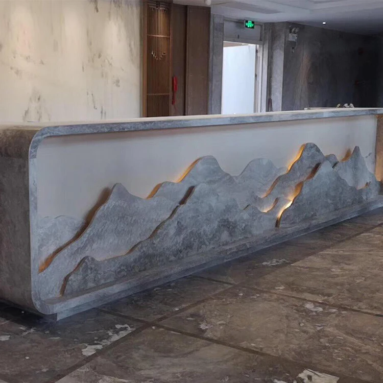 Customized Grey Marble Reception Counter - Luxury & Quality