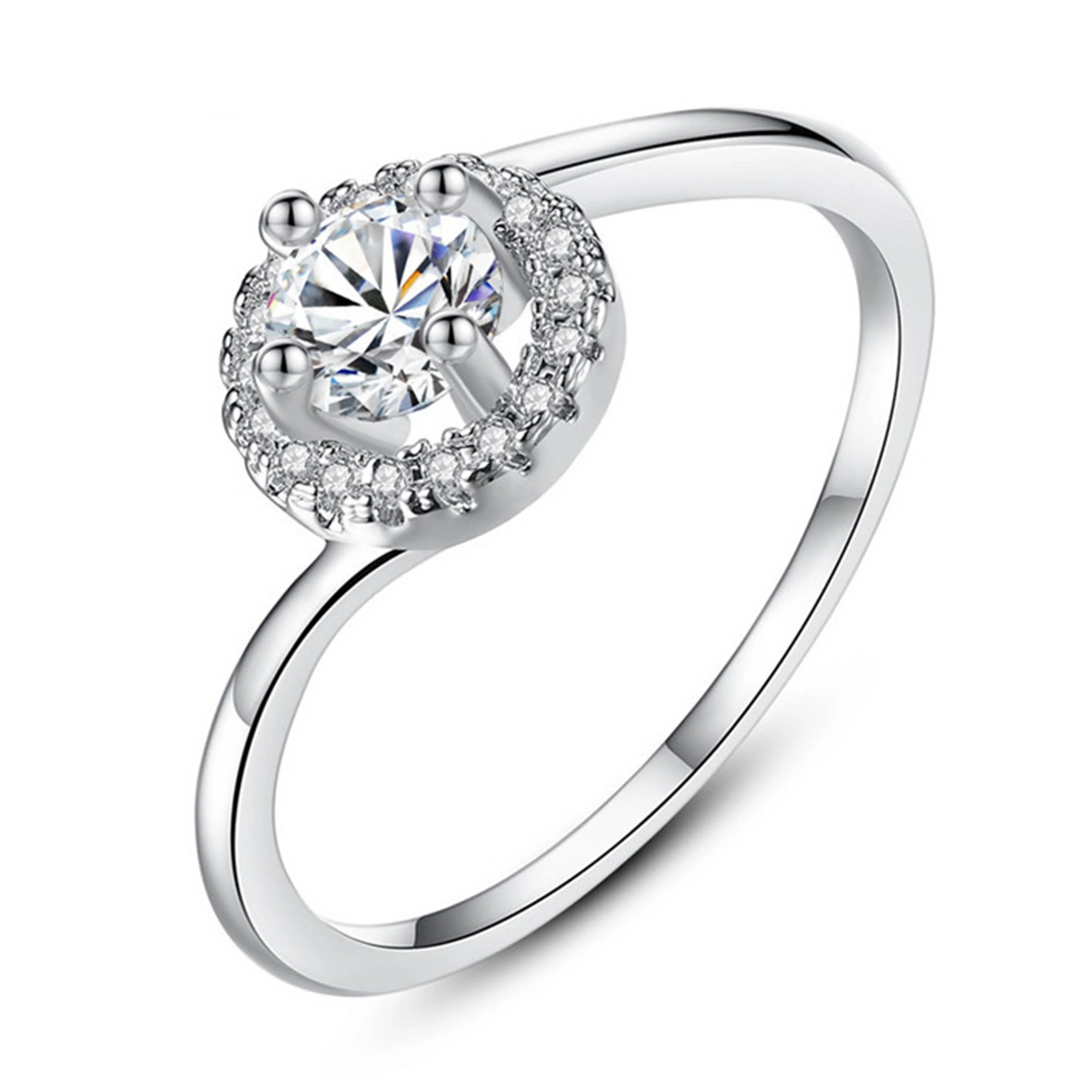 925 Sterling Silver Jewelry Round Shape White CZ Jewelry Elegant Silver ...