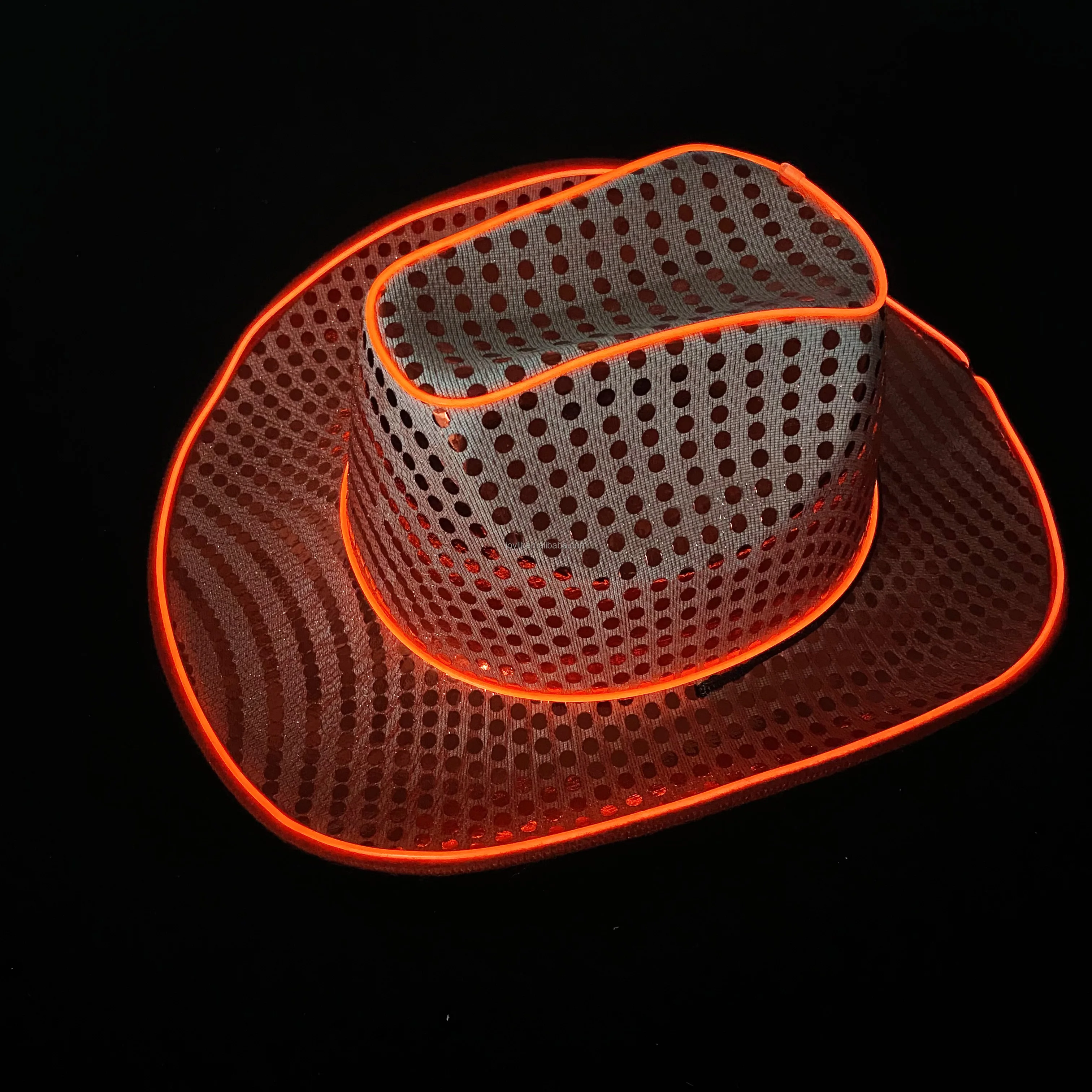 Sequin Shiny Cowboy Hat With Led Brim - Buy Light Up Shiny Hat,Led Glow ...