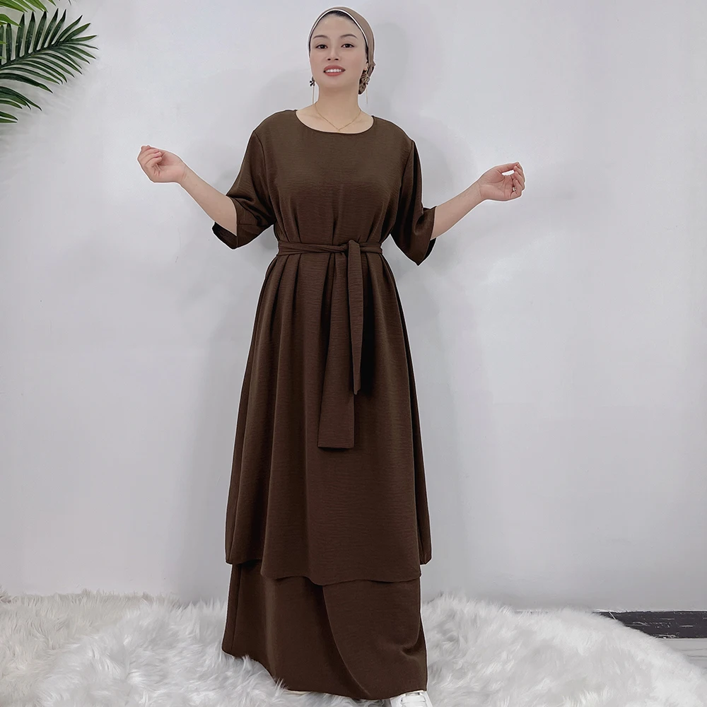 2023 Loriya Islamic Modest Abaya Sets Fashion Dubai Plus Size Abaya Set Turkish Closed Abaya ...