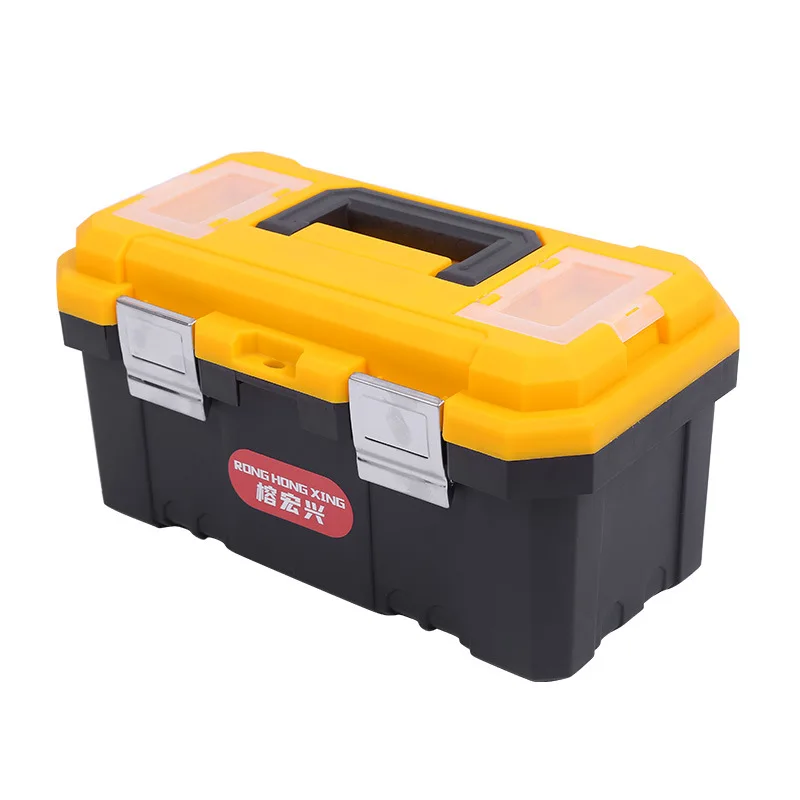 Pp Plastic Tool Box With Removable Tray Yellow And Black Tool Box ...