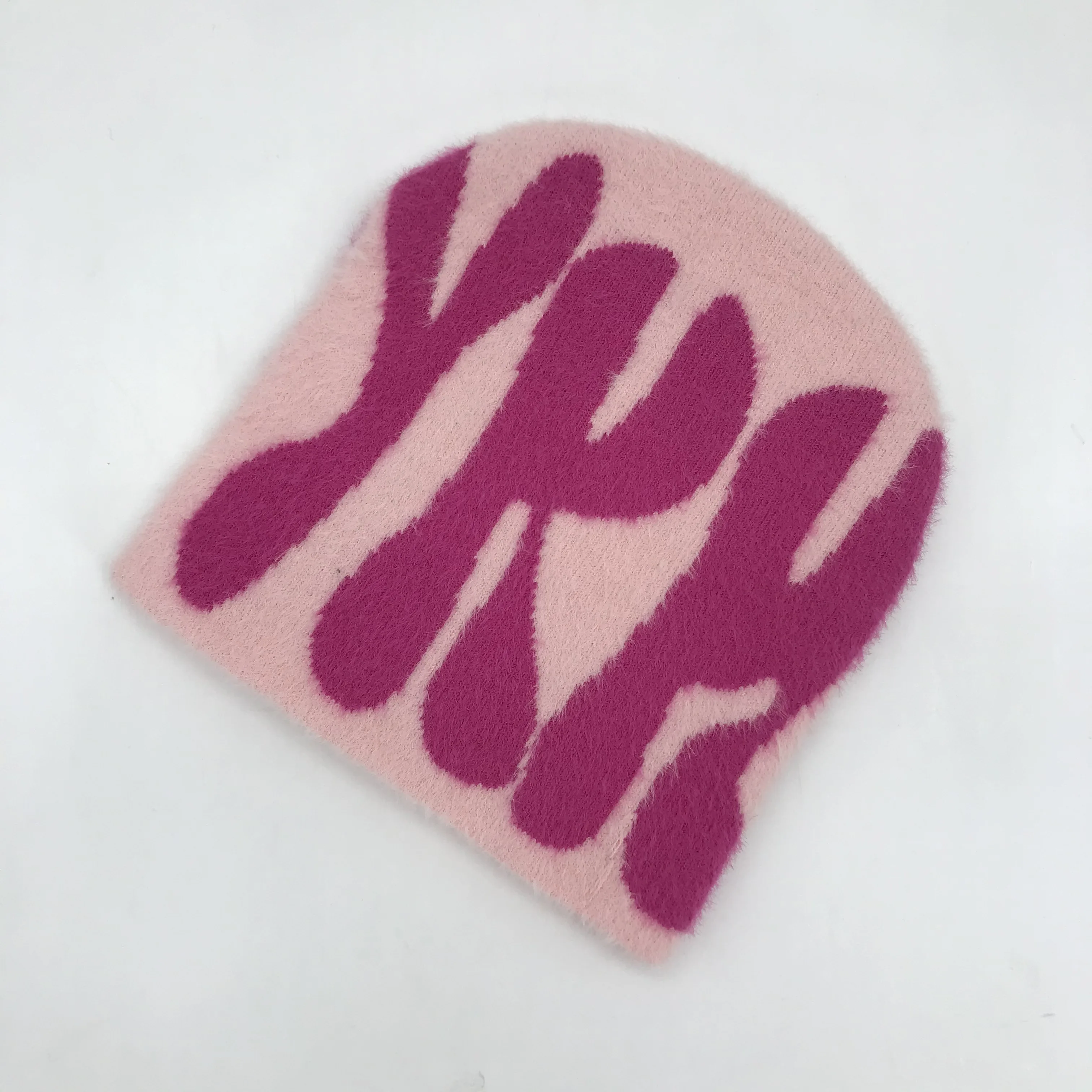 YKH Custom Unisex Acrylic Knit Jacquard Mohair Beanie Hats