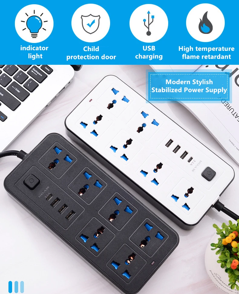 Custom Logo Wholesale USB Socket - 6 Outlets Power Strip