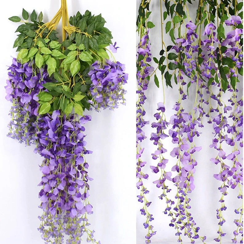 Artificial Wisteria Flowers Garland Artificial Vine Rattan Silk Flower