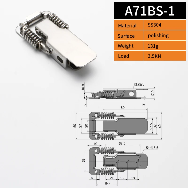 304 Stainless Steel Toggle Latch Spring-loaded Draw Latch Toggle Clamp ...