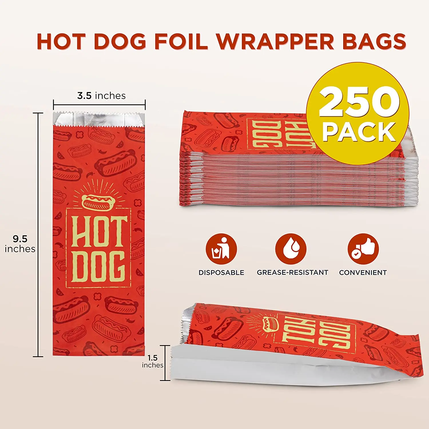 Custom Keep Hot Dog Warm Disposable Laminated Classic Printed Grease ...