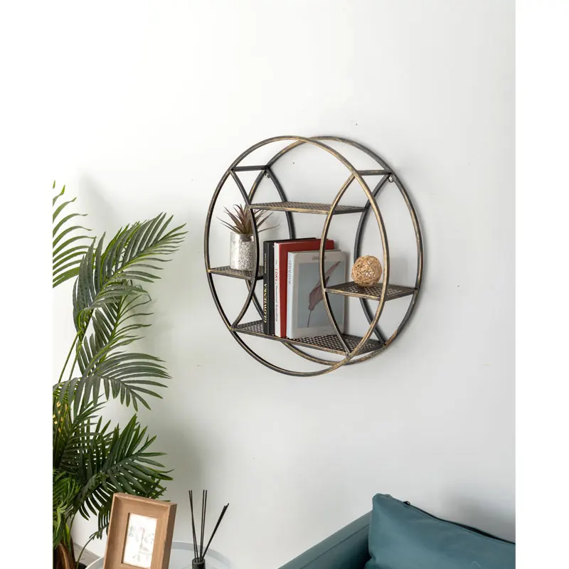 High Quality Bedroom Storage Decorative Round Wall Shelf Bookshelf ...