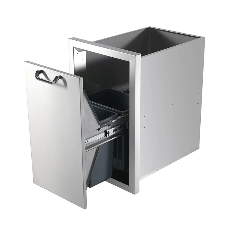 Outdoor Kitchen BBQ Access Stainless Steel Single Drawer Cabinet Trash ...