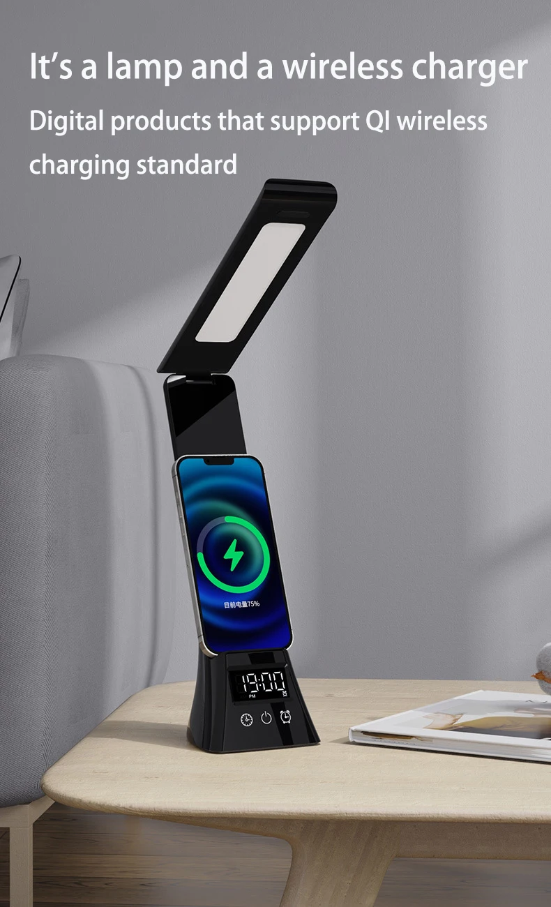 LED Touch Control Bedside Table Lamp with Wireless Charging - Dimmable ...