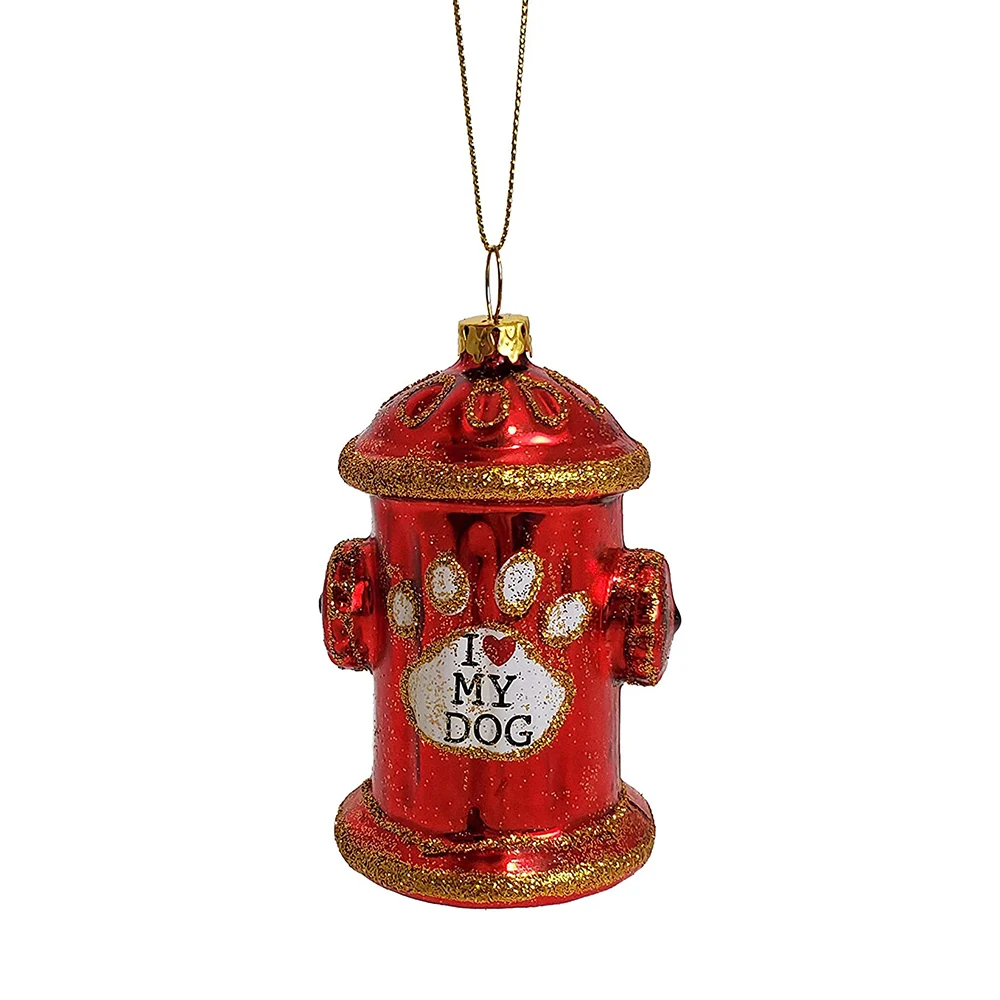 Glass Fire Hydrant Red Christmas Ornament Hanging Christmas Decoration ...