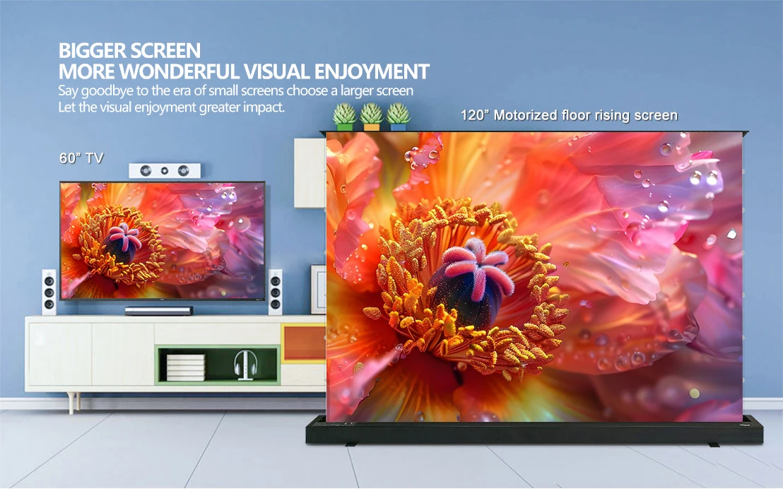 100 Inch Motorized Floor Rising Screen /Electric 100 Inch Ambient Light ...