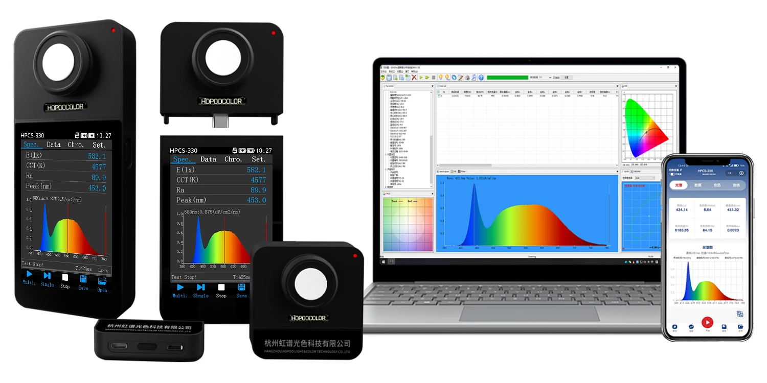 Hopoocolor Hpcs330 Portable Bluetooth Spectrometer Lux Meter & Cct ...