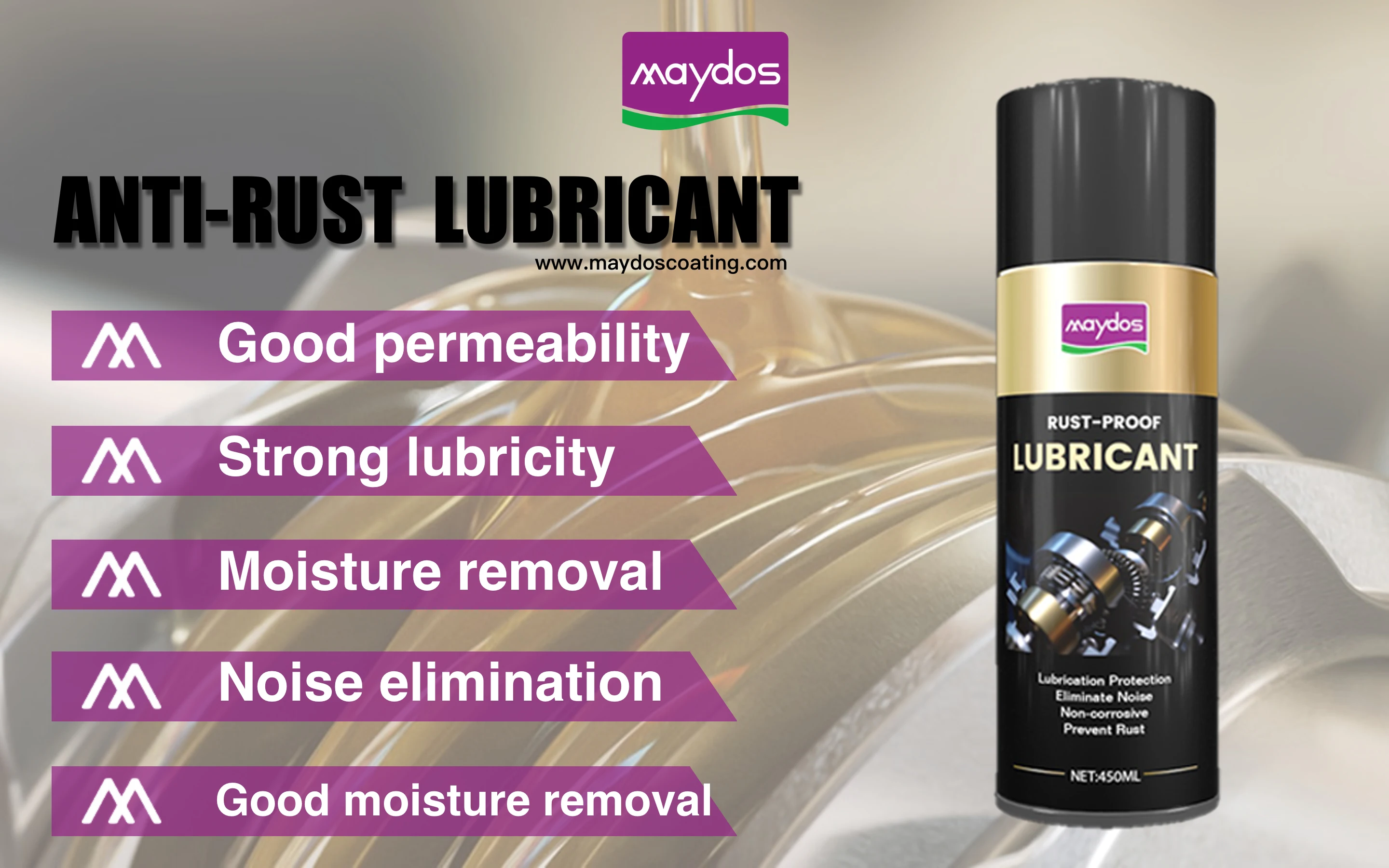 Multi-Purpose 450ML Anti-Rust Lubricant Spray Car Care Aerosol Rust ...