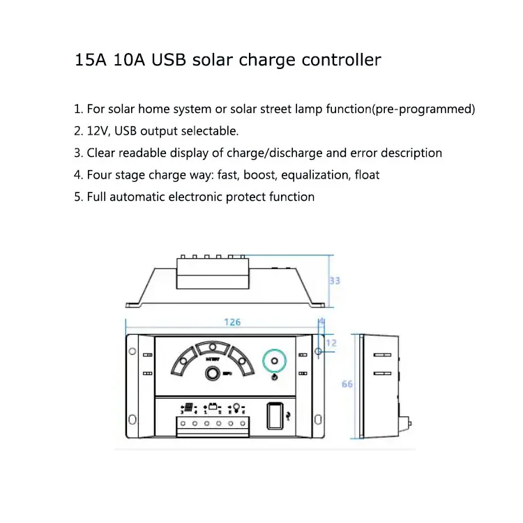 Smart Pwm 10a 15a 12v Solar Charge Controller Usb - Buy Pwm 15a,10a Pwm ...