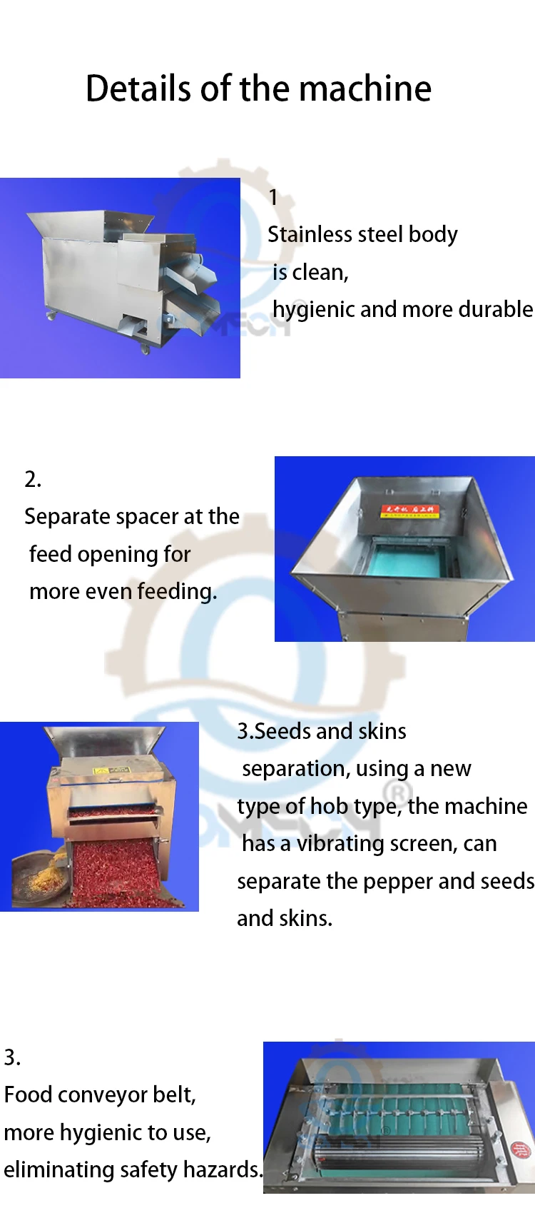 Dried Chili Pepper Seed Separating Dicing Machine Red Dry Pepper Seeds ...