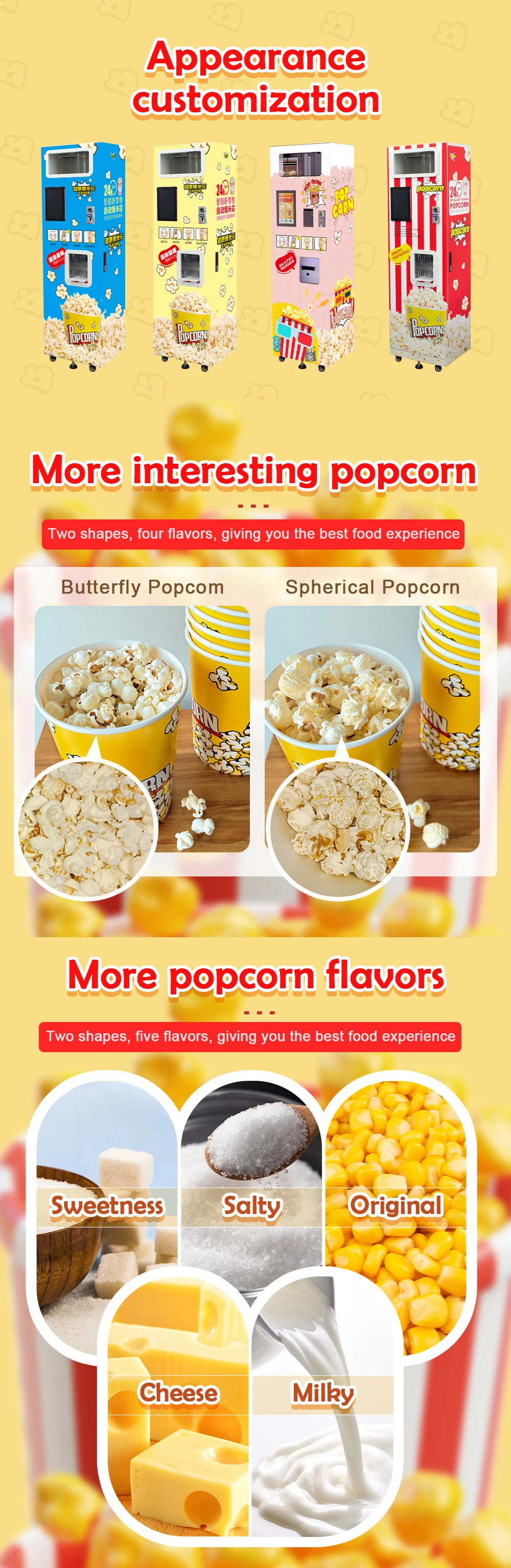 Commercial Popcorn Vending Machine Coin Operated Full Automatic Salty ...