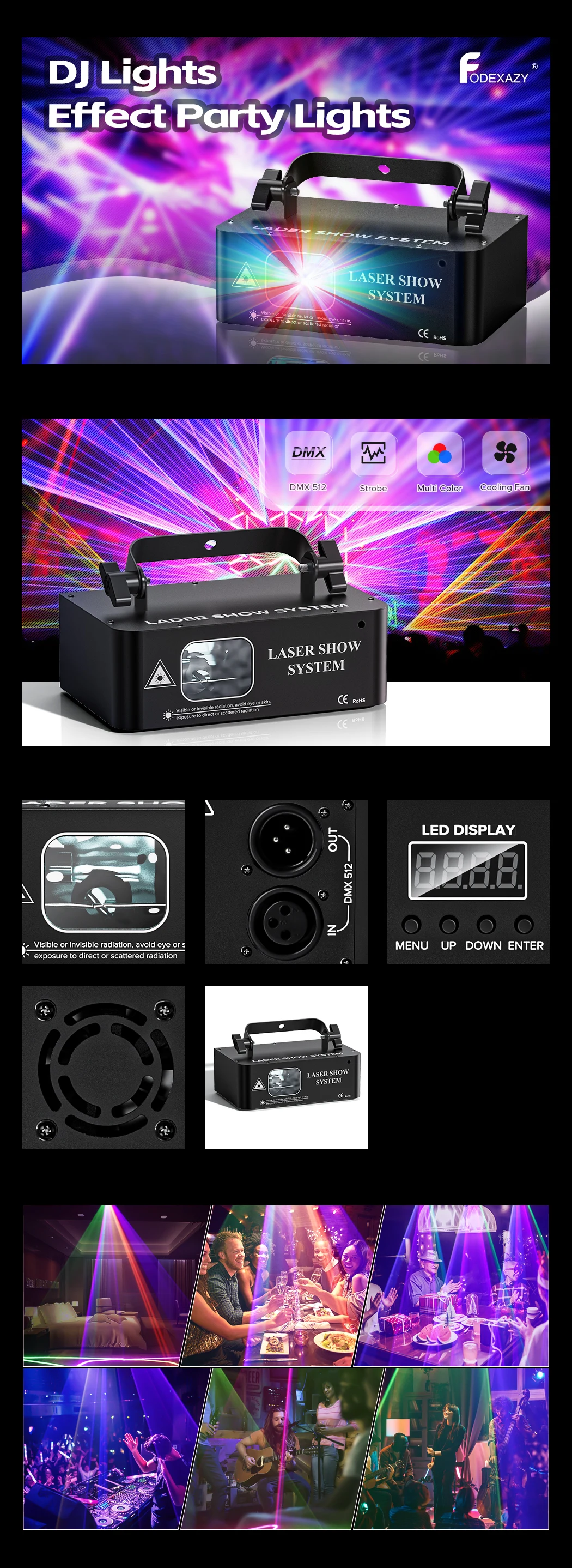 DMX512 LED Indoor Stage Lights - RGB Laser Scanner Beam
