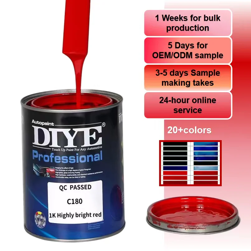 DIYE C180 1K Deep Red Metallic Acrylic Environment-Friendly High Gloss ...