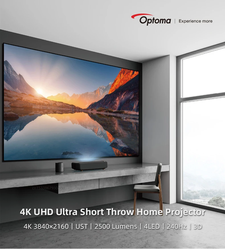 Optoma 4k Ultra Short Throw Projector 3840x2160 Ust 4led 3d 240hz Video ...