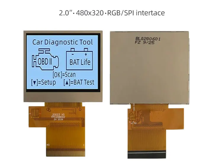 2 Inch Wide Temperature TFT LCD Display -30°C To 85°C 480x320 ST7701S SPI+RGB High Brightness ...