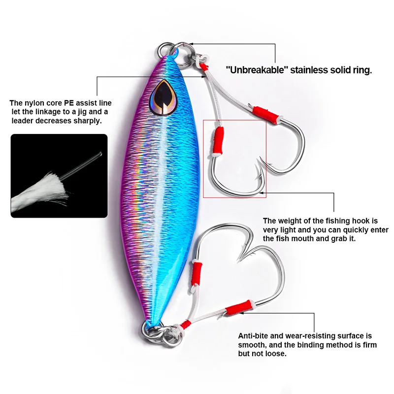 Custom Lightweight Short Shank Squid Jig Treble Assist Hooks Set ...