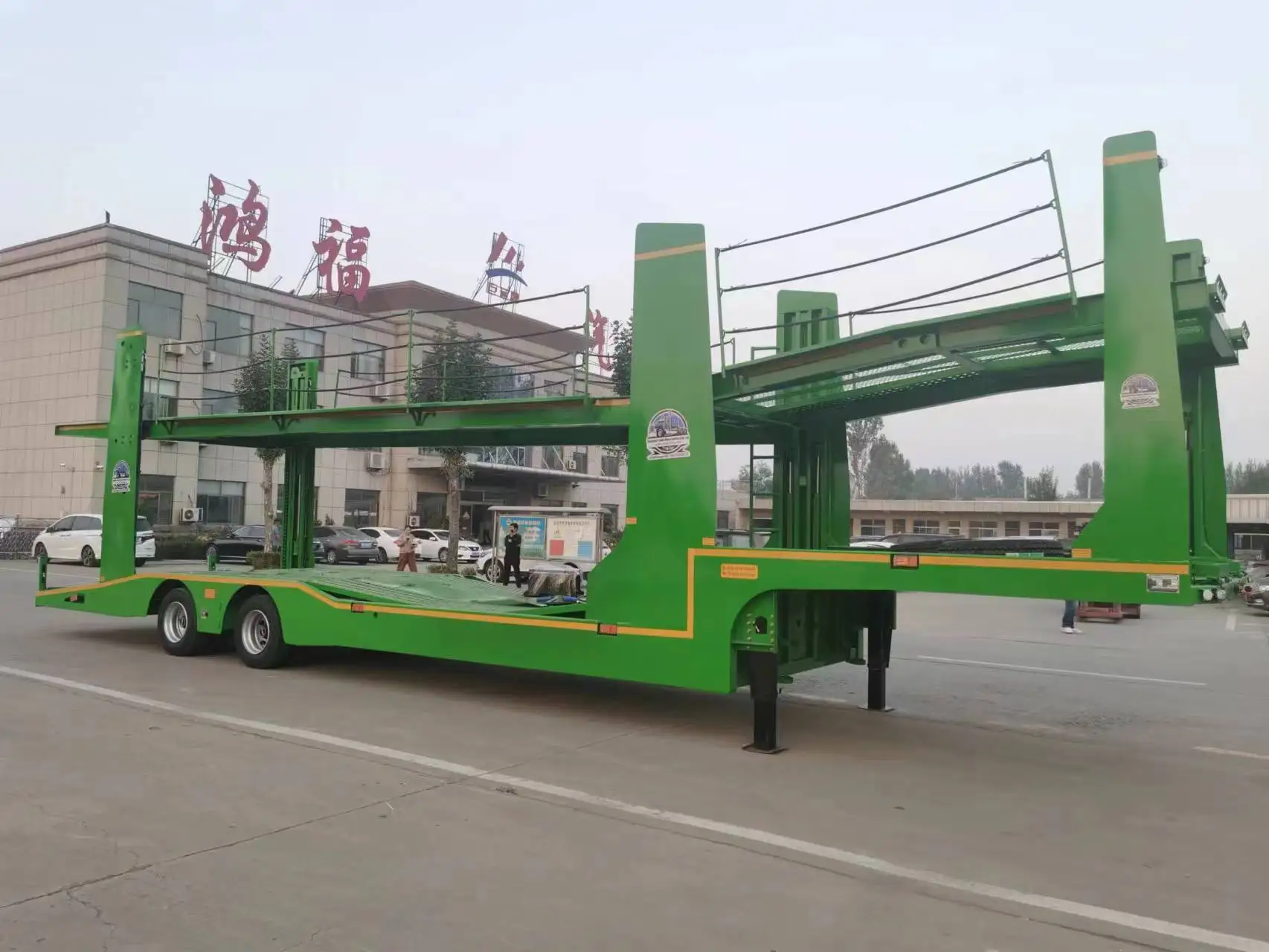 6 Cars Double-deck Car Carrier Truck Trailer Made Of Steel Flatbed Semi ...