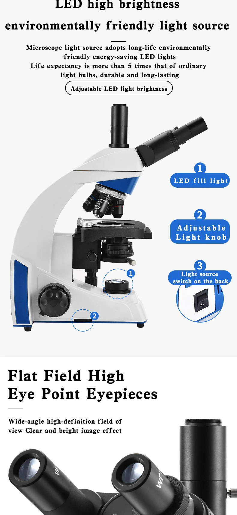 LUXUN 2000X Microscope Trinoculaire - Professional Stereo