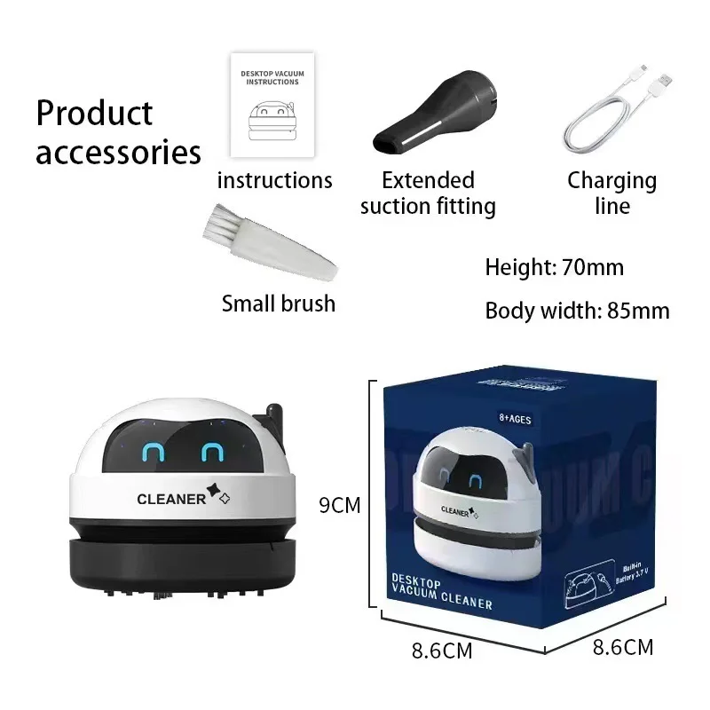 Creative Robot Desktop Cleaner 500mah Rechargeable Keyboard Vacuum Cleaner Mini Wireless Usb ...