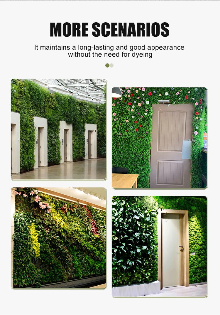 Green Plants Artificial Grass Wall With Flowers Home Hedge Wall Artificial Plant Plastic ...