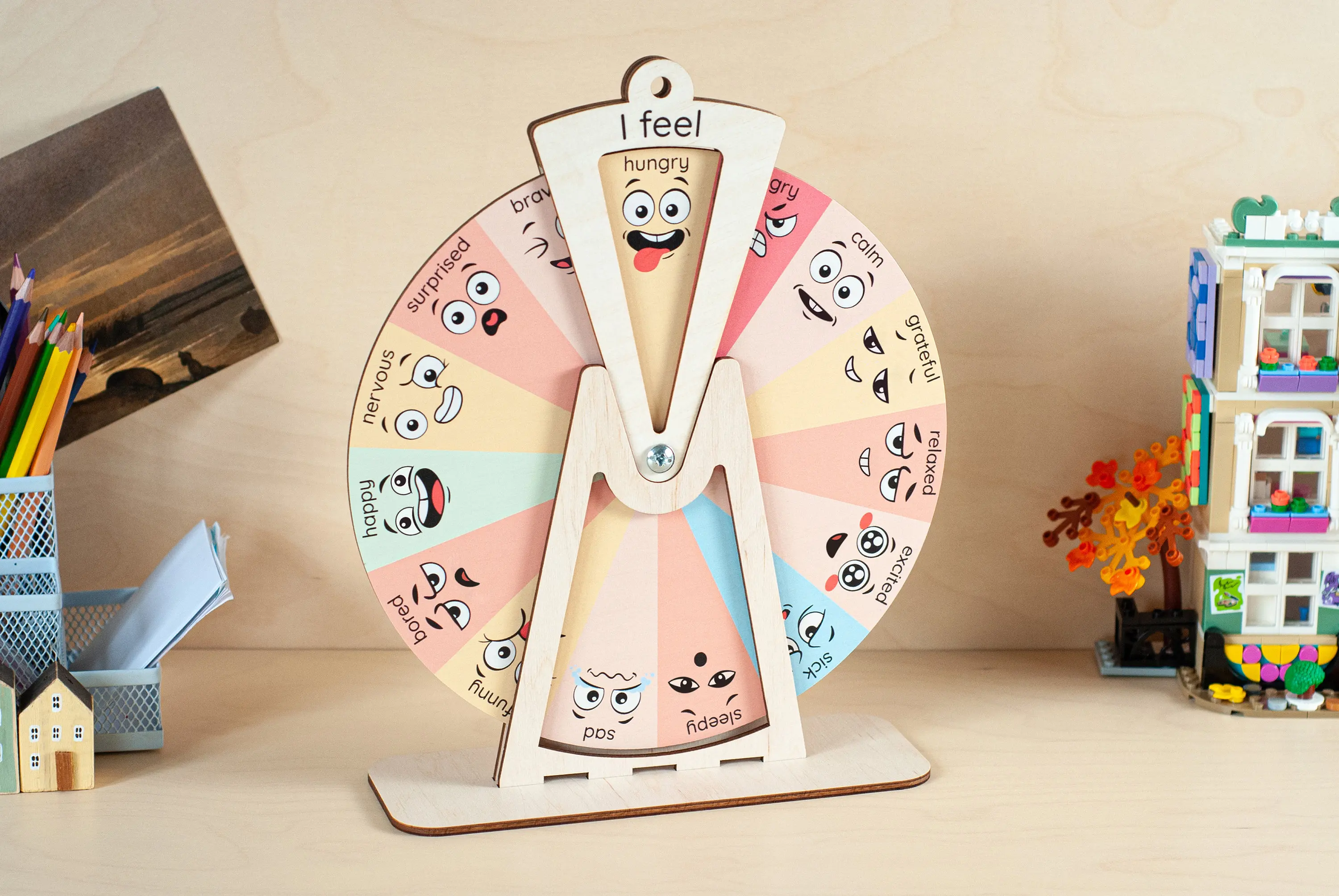 Custom Feelings Chart for Kids - Wooden Emotion Wheel