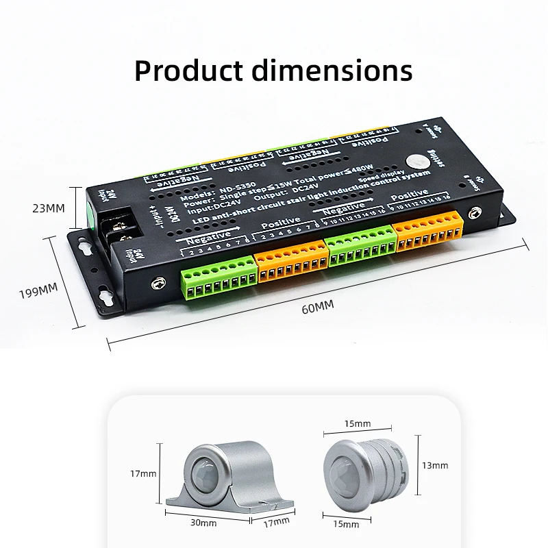 LED Stair Light Sensor Controller DC24V 32 Stair Light Induction Pir ...