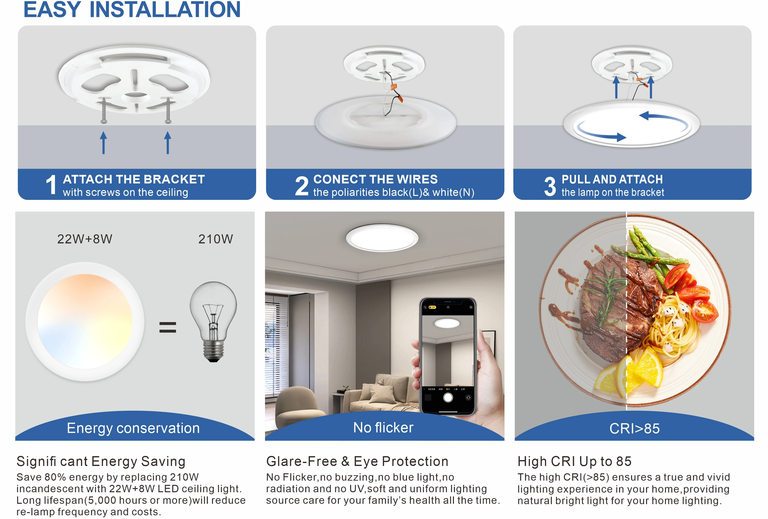Modern Design 36w 16inch Smart Ceiling Light Panel Cct Adjustable Rgb ...