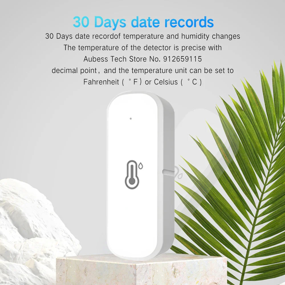 Tuya WiFi Temperature Humidity Smart Sensor Battery Power APP Monitor ...