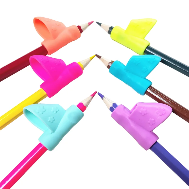 Colored Ergonomic Rubber Pencil Grip Silica Gel Pencil Student Children ...